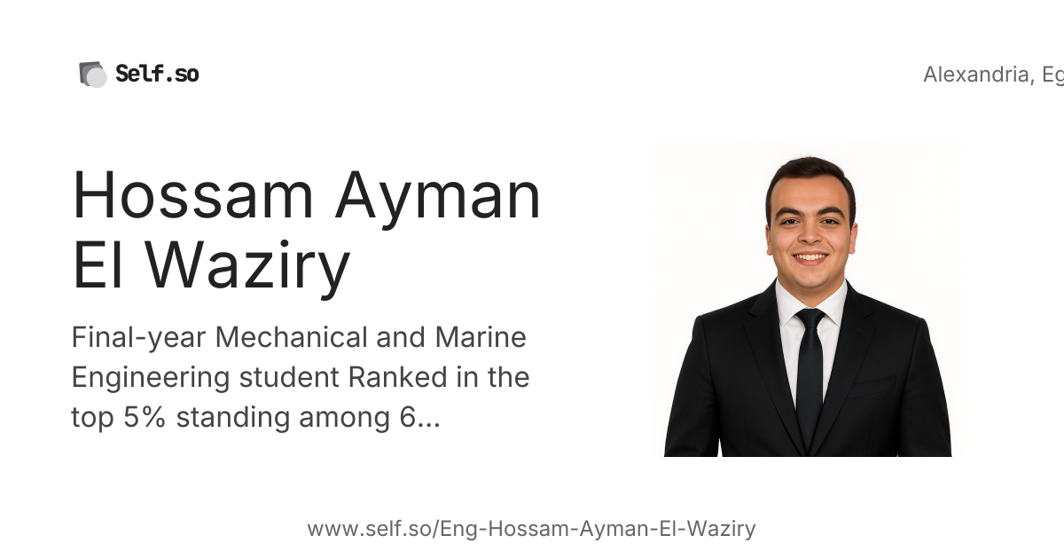 Hossam Ayman El Waziry's Resume | Self.so