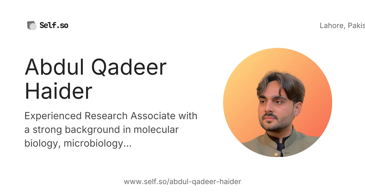 Abdul Qadeer Haider's Resume | Self.so